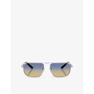 Prada Rectangular-frame Metal Sunglasses - Silver