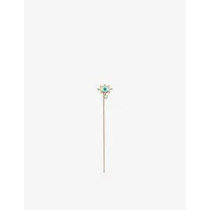LA MAISON COUTURE Selda Evil Eye Drop Earring In 14k Rose Gold And Diamond - White