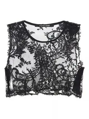 Roberto Cavalli Cropped Top With Lace Detailing