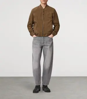 ALLSAINTS Suede Bomber Jacket - Brown