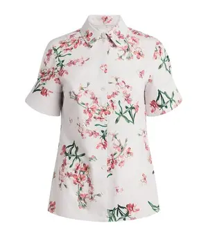 Erdem Cotton Floral Short-sleeve Shirt - Pink