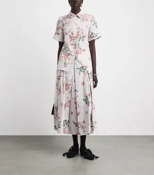 Erdem Floral Pleated Midi Skirt