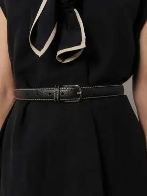 TOTEME Slim Grained Leather Belt - Black
