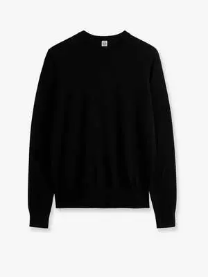 TOTEME Fine Crew Knit Wool And Silk Blend Sweater - Black
