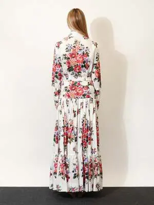 Dolce & Gabbana Floral Print Cotton Shirt With Knot Detail