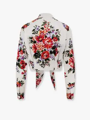 Dolce & Gabbana Floral Print Cotton Shirt With Knot Detail