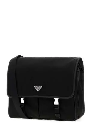 Prada Canvas Shopping Bag With Silver Tone Finishing