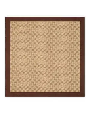 Gucci Printed Silk Twill Scarf - Brown