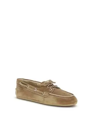 Miu Miu Delavé Suede Unlined Loafers - Cream