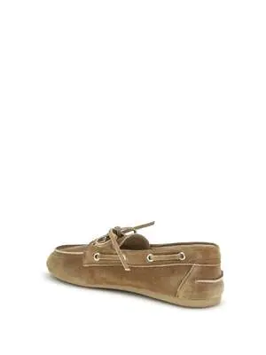 Miu Miu Delavé Suede Unlined Loafers - Cream