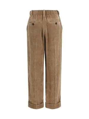 Brunello Cucinelli Elasticated Viscose And Cashmere Pants - Brown