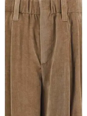 Brunello Cucinelli Elasticated Viscose And Cashmere Pants - Brown