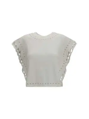 Isabel Marant Étoile Odyle Cropped T-shirt With Cut-out Embroidery - White