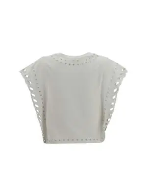 Isabel Marant Étoile Odyle Cropped T-shirt With Cut-out Embroidery - White
