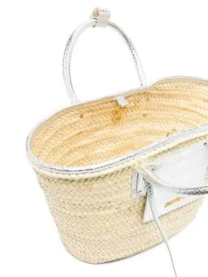 Jacquemus Le Panier Soli Woven Raffia Tote Bag With Leather Details