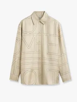 TOTEME TOTEME Organic Silk Monogram Embroidered Shirt Cream