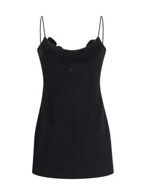 Magda Butrym Short Wool-blend Dress With Ruffle Detail - Black