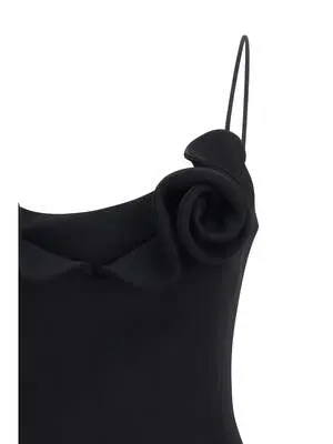Magda Butrym Short Wool-blend Dress With Ruffle Detail - Black