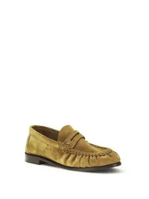 Saint Laurent Suede Le Loafer Moc Toe Loafers - Cream