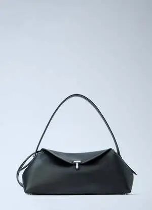 TOTEME TOTEME T-Lock Grained Leather Shoulder Bag Black