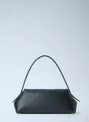 TOTEME T-lock Grained Leather Shoulder Bag - Black