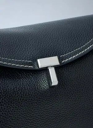 TOTEME T-lock Grained Leather Shoulder Bag - Black