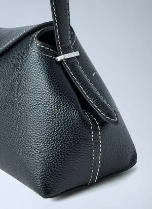 TOTEME T-lock Grained Leather Shoulder Bag - Black