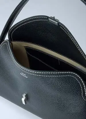 TOTEME T-lock Grained Leather Shoulder Bag - Black