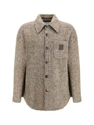 Loewe Mélange Wool Blend Overshirt - Brown