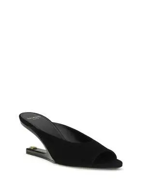 Balmain Suede Sculptural Heel Mules