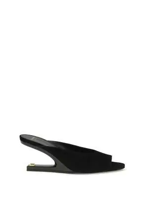 Balmain Suede Sculptural Heel Mules - Black
