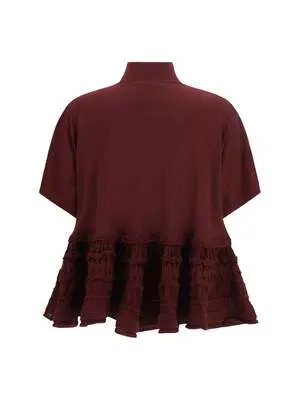 Alaïa Virgin Wool T-shirt With Peplum Detail