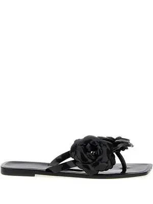Coperni Floral Flat Sandals - Black