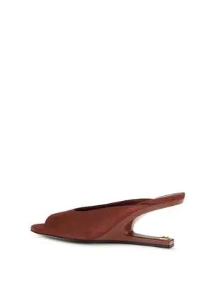 Balmain Suede Sculptural Heel Mules