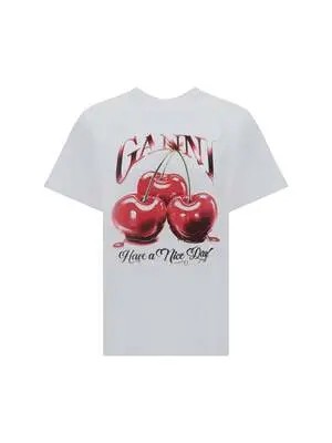 GANNI Cherry Relaxed T-shirt - White