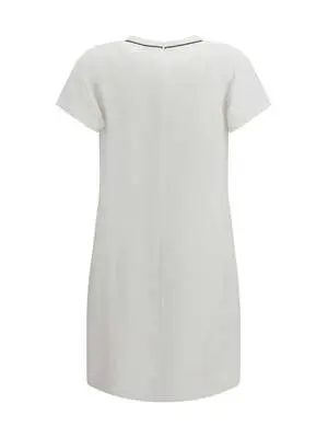 Brunello Cucinelli Midi Linen Dress With Monili Chain Detail
