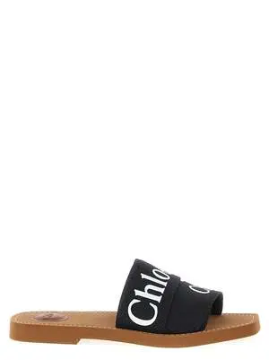 Chloé Woody Flat Sandals - Black