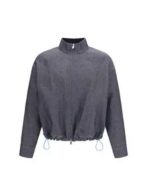 Fendi Reversible Zip-up Denim Jacket With Drawstring Hem
