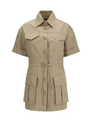 Balmain Gabardine Dress With Four Pockets And Buttons