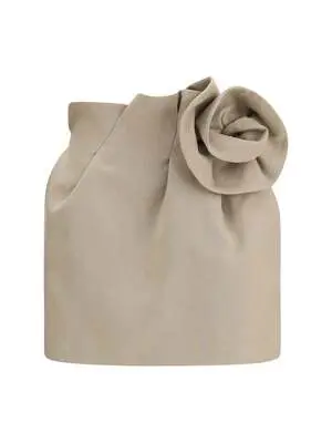 Magda Butrym Linen Mini Skirt With Floral Detail
