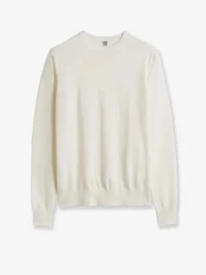 TOTEME Fine Crew Knit Wool And Silk Blend Sweater - Cream