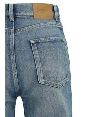 Saint Laurent Logo-motif Jeans - Blue