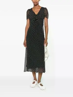 N°21 Polka Dot Silk Midi Dress - Black