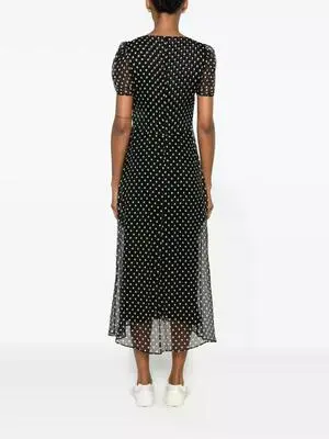 N°21 Polka Dot Silk Midi Dress - Black