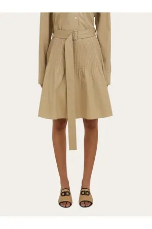 FERRAGAMO Pleated Belted Knee-length Skirt - Neutral