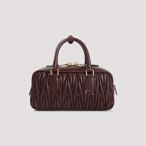Miu Miu Matelassé Leather Handbag - Red