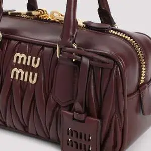 Miu Miu Matelassé Leather Handbag - Red