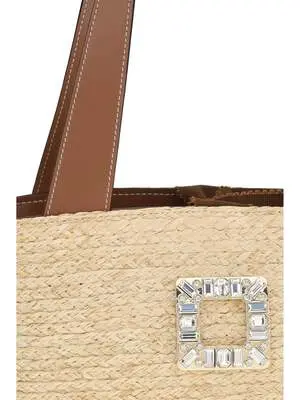 ROGER VIVIER Mini Viv’ Skate Raffia Bucket Bag