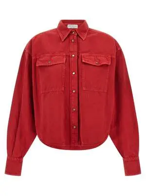 Brunello Cucinelli Cotton And Linen Shirt - Red