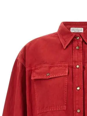 Brunello Cucinelli Cotton And Linen Shirt - Red
